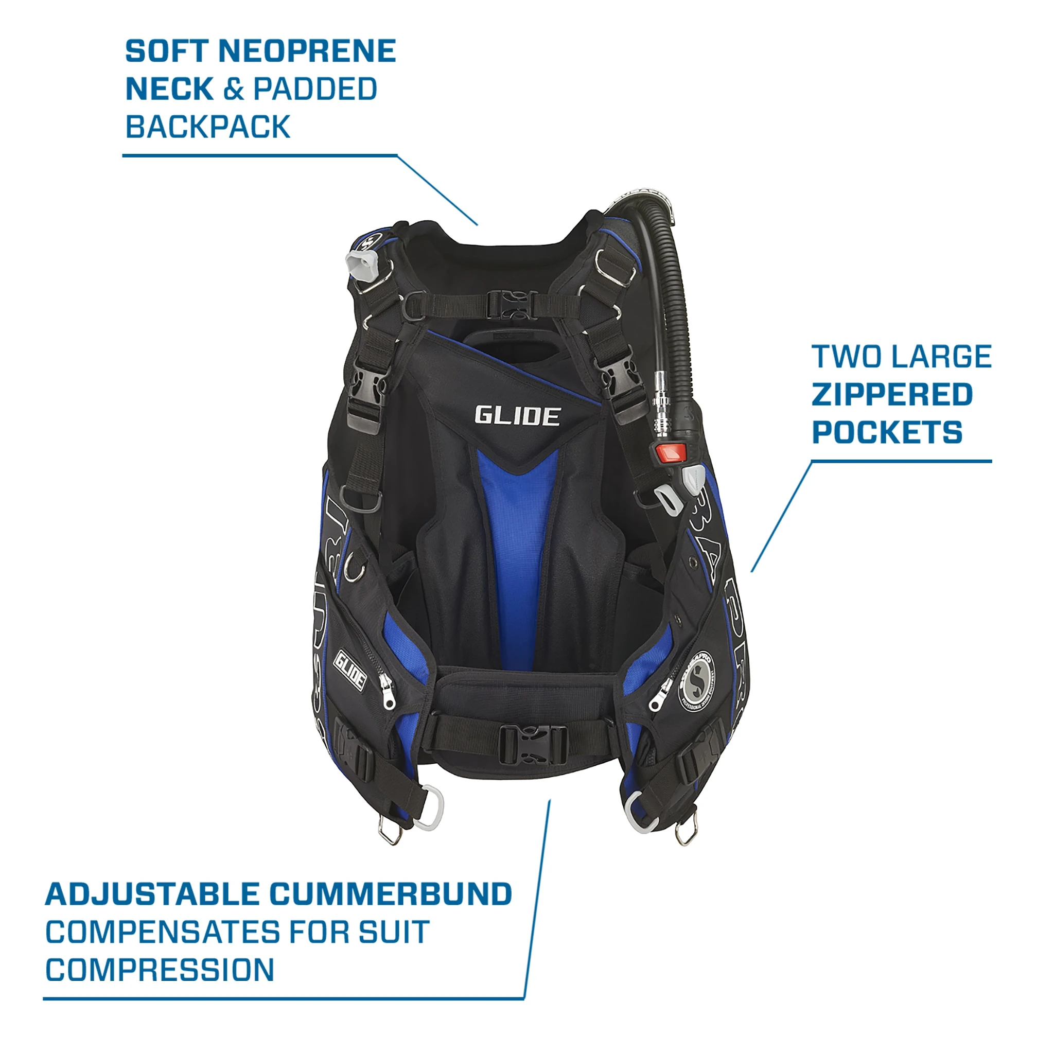 Glide BCD, w/ BPI, Blue, M - SCUBAPRO